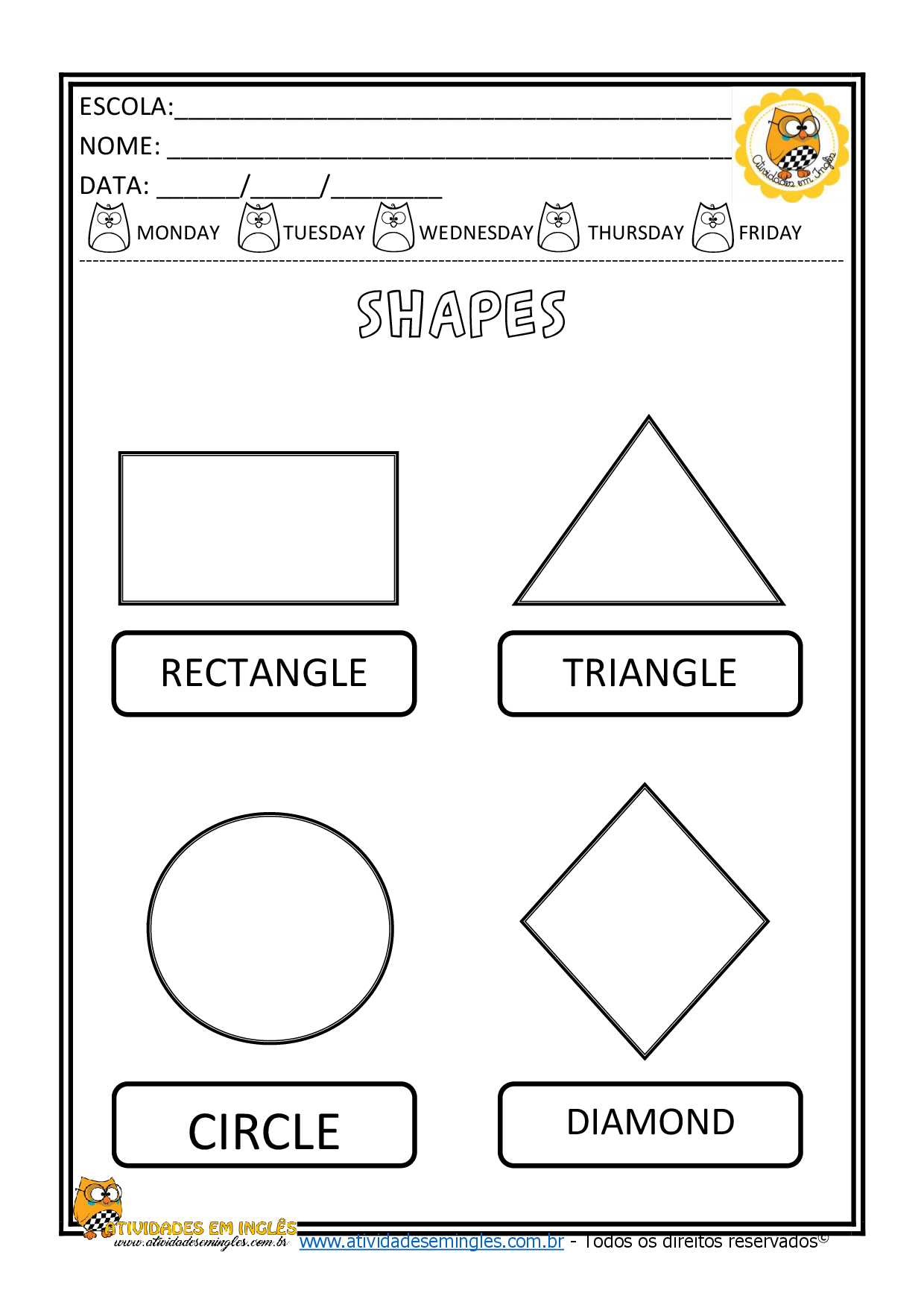 Formas Geométricas Em Inglês - RETOEDU